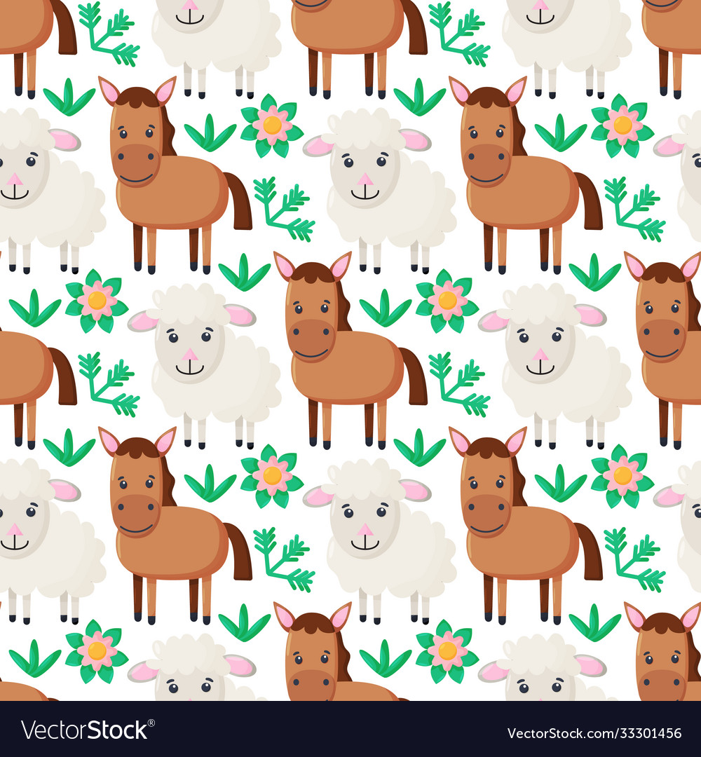 Farm animals seamless pattern Royalty Free Vector Image