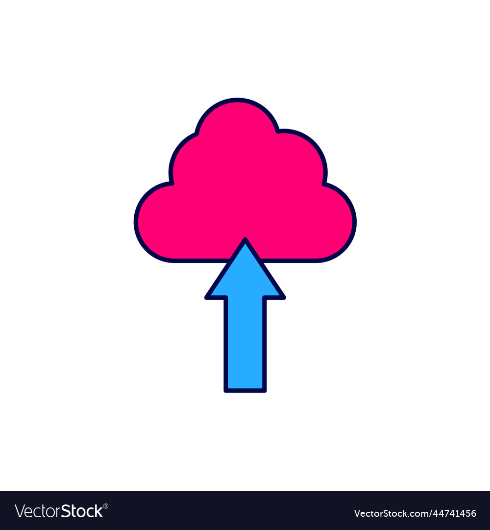 Filled outline cloud upload icon isolated on white Filled outline cloud upload icon isolated on white