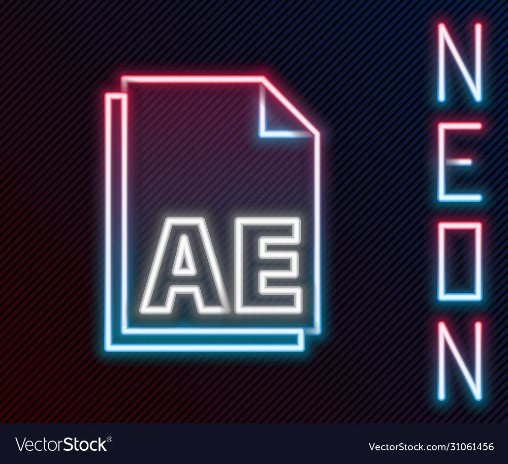 Glowing neon line ae file document icon isolated Vector Image