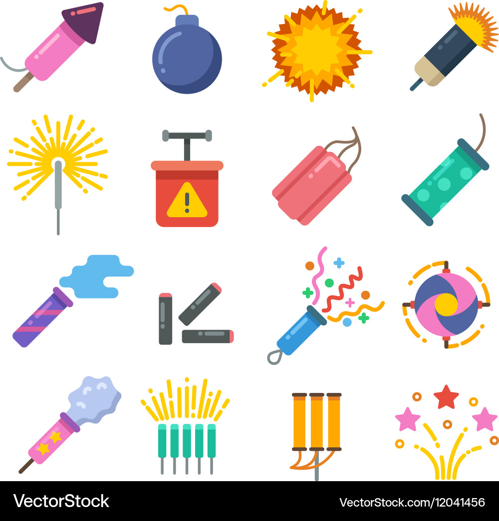 Holiday fire crackers sparklers fireworks Vector Image