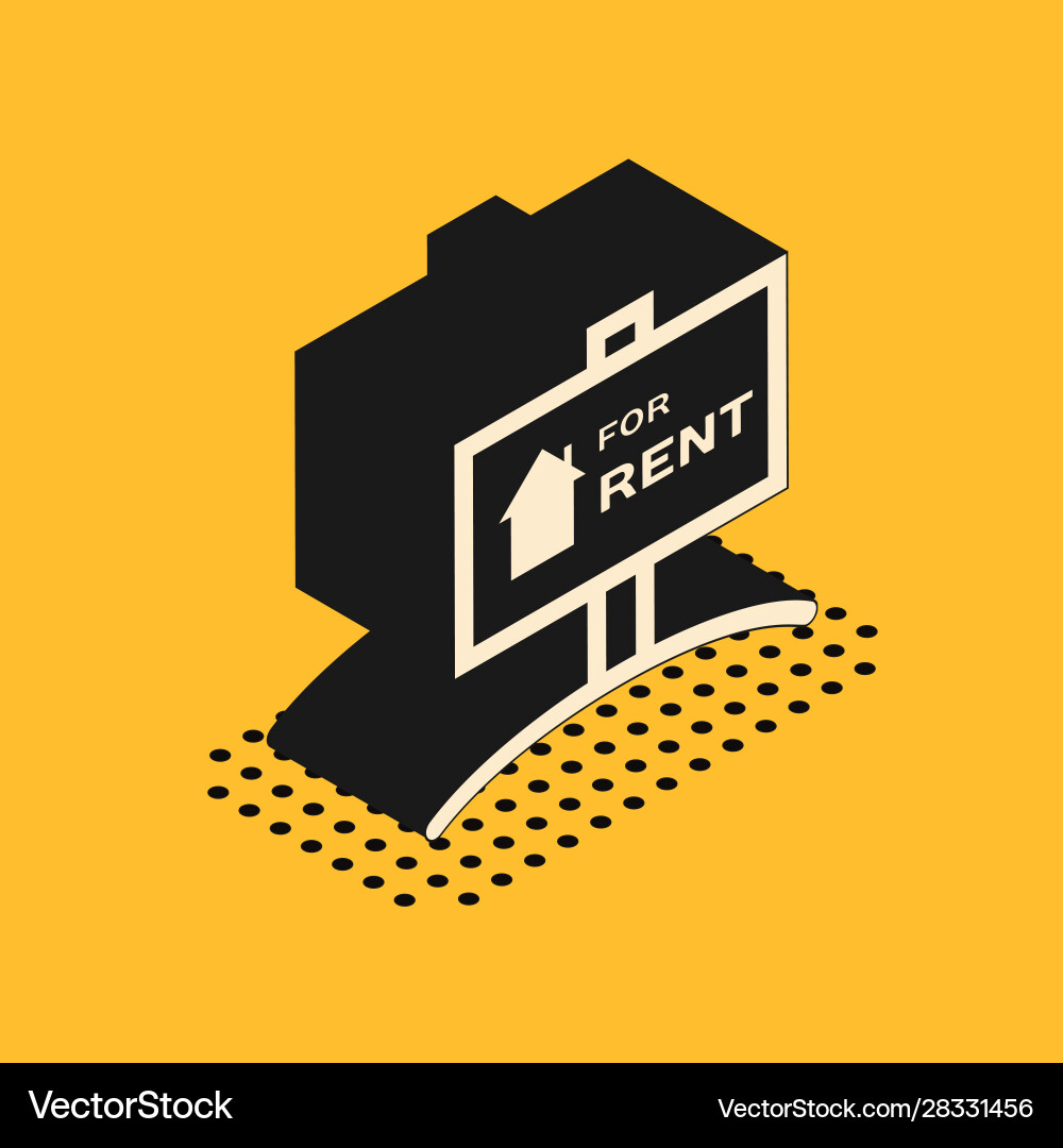 Isometric hanging sign with text for rent icon Vector Image