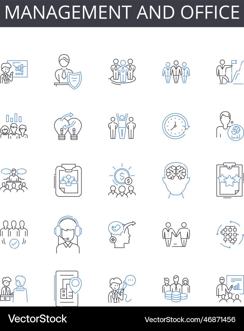 Management and office line icons collection Vector Image