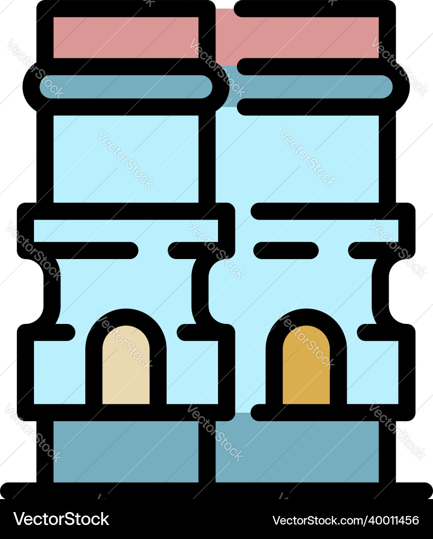 Two towers icon color outline Royalty Free Vector Image
