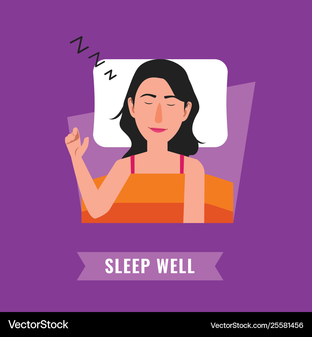 Woman sleeping at night Royalty Free Vector Image