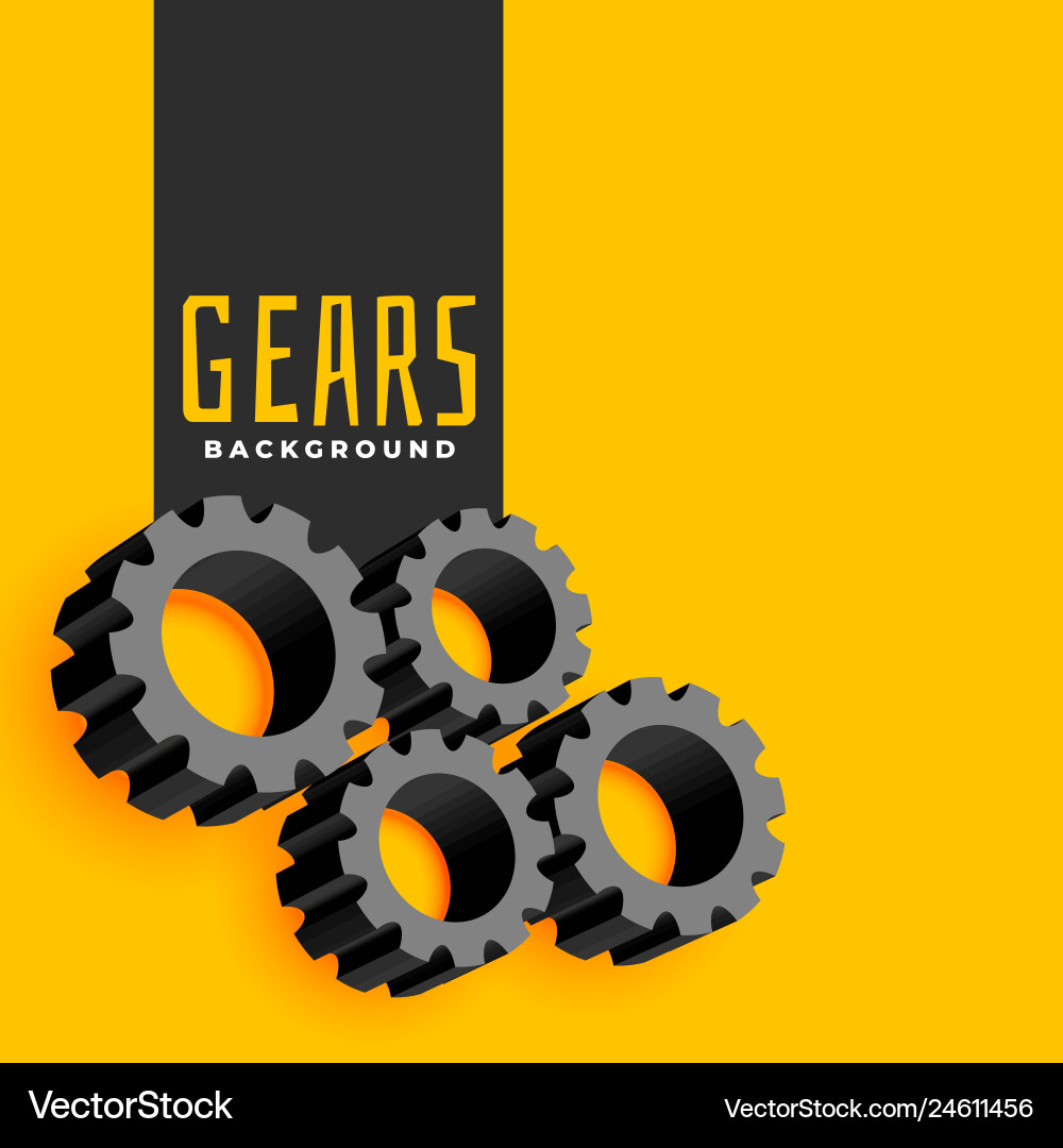 Yellow background with gears symbols Royalty Free Vector