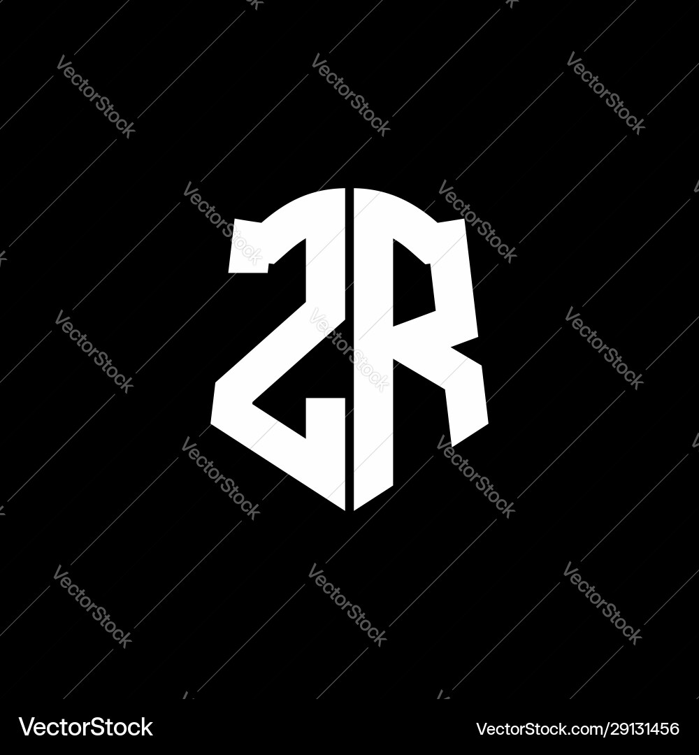 Zr monogram letter logo ribbon with shield style Vector Image