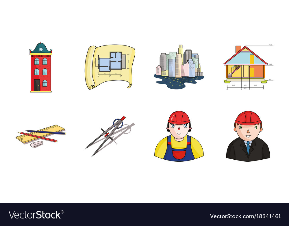 Architecture and construction icons in set Vector Image
