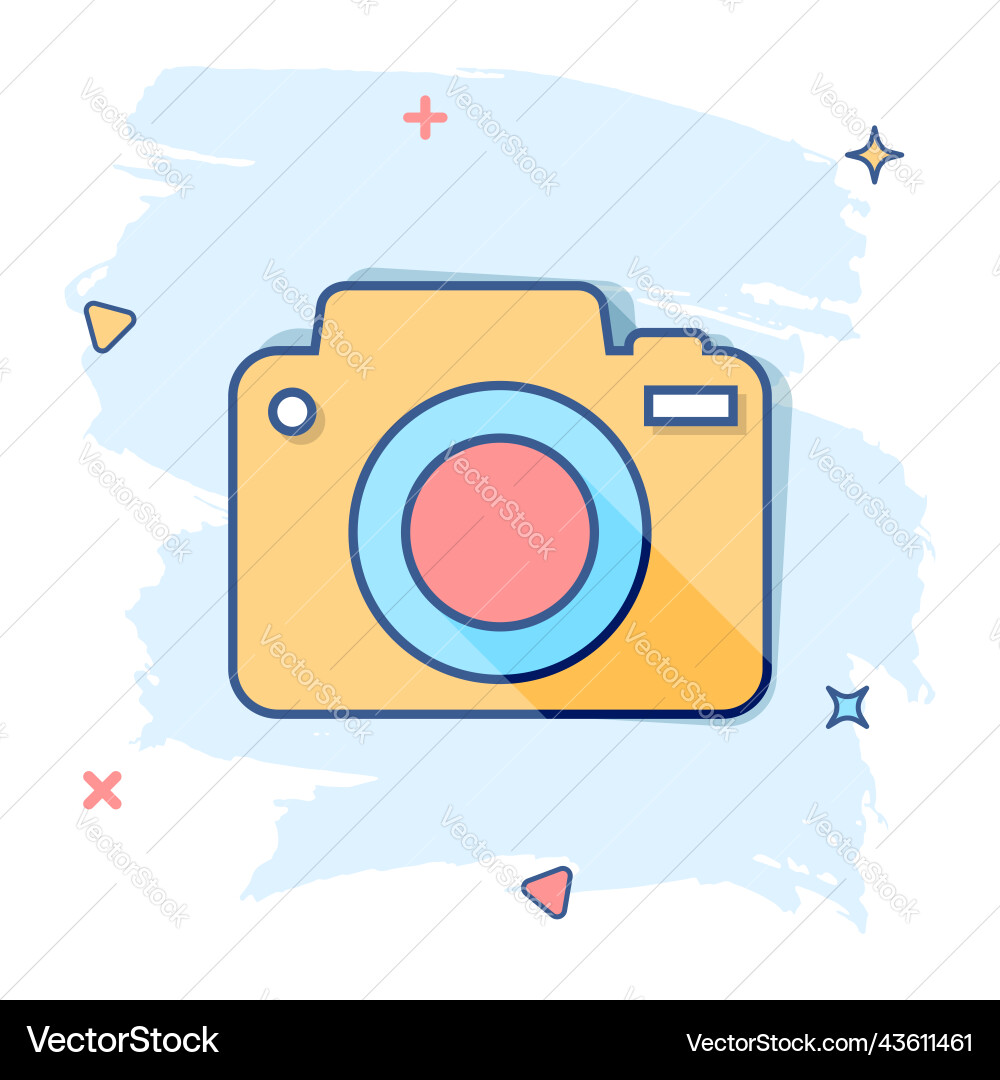 Cartoon photo camera icon in comic style Vector Image