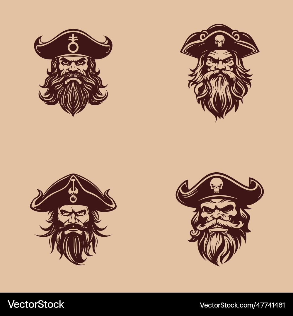 Clean and minimal pirate head logo flat design Vector Image