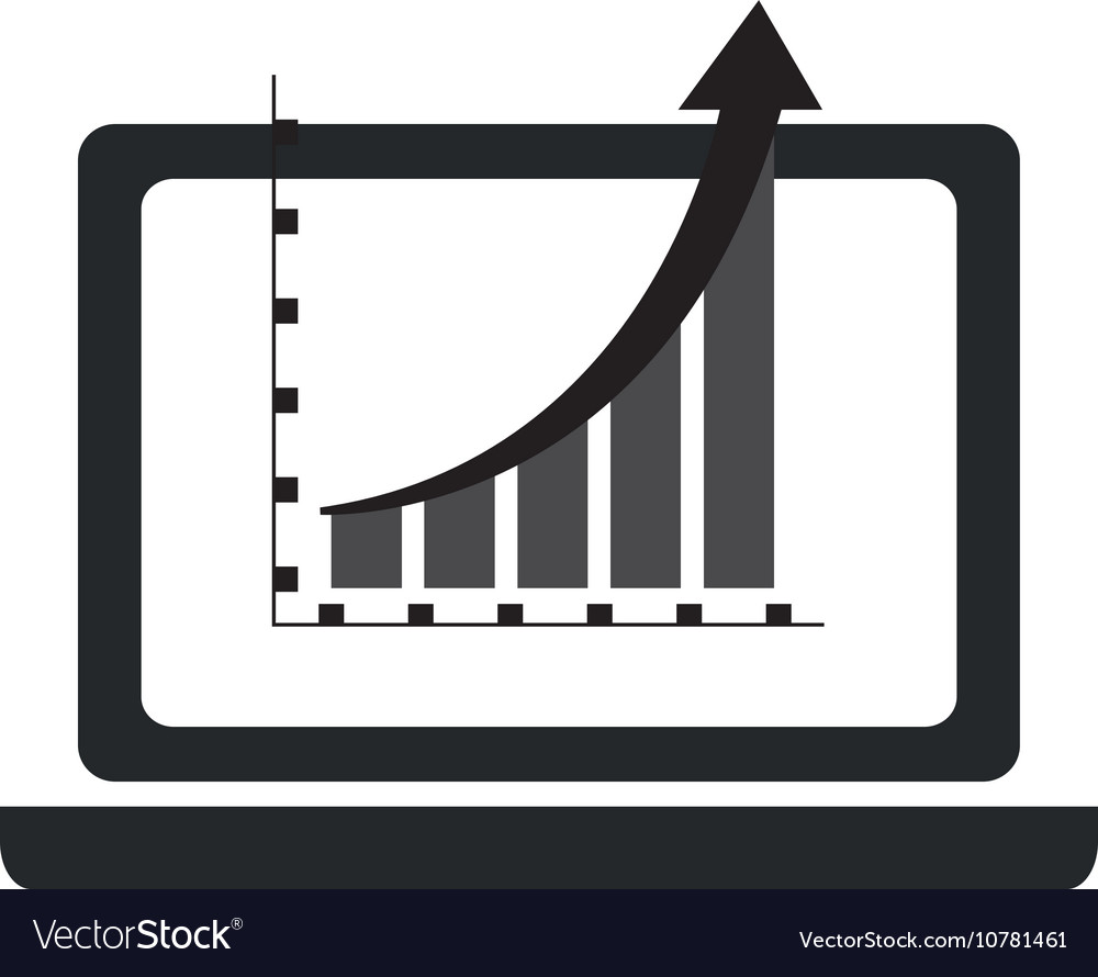 Computer and graph chart icon Royalty Free Vector Image