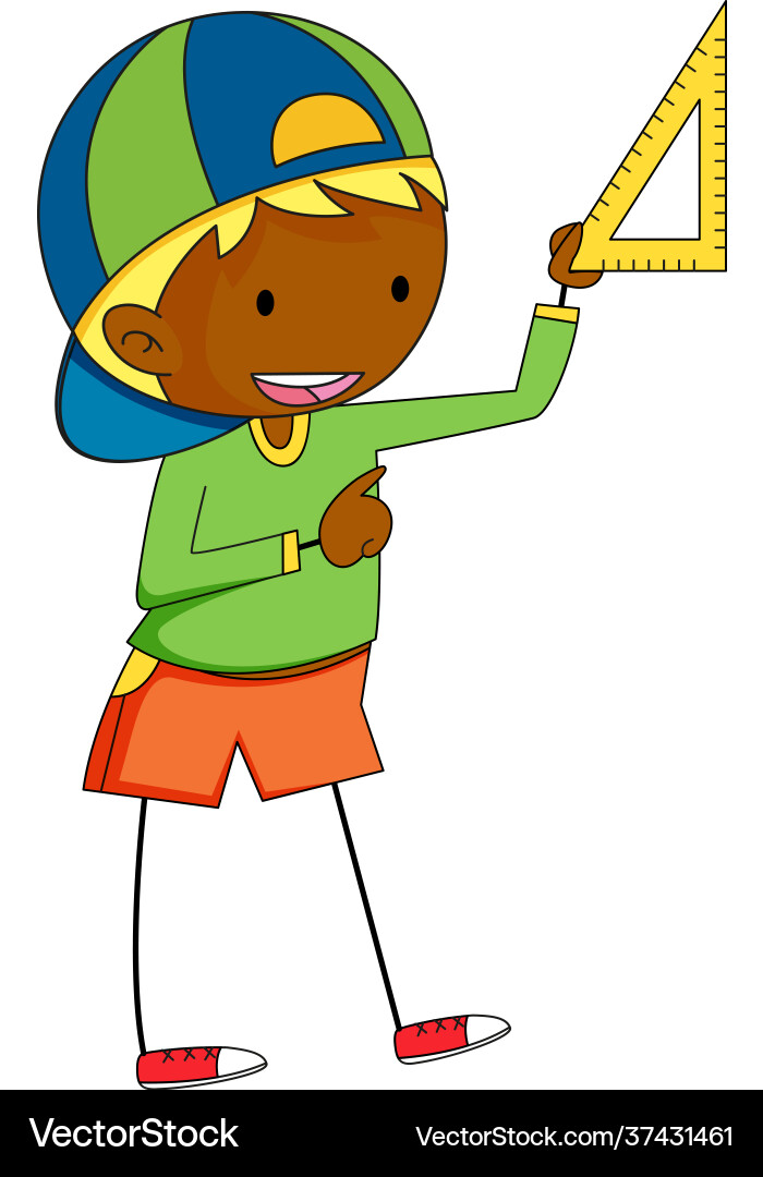 Cute boy doodle cartoon character isolated Vector Image