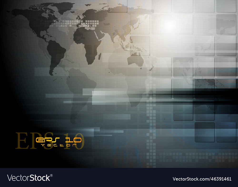 Dark technology world map design Royalty Free Vector Image