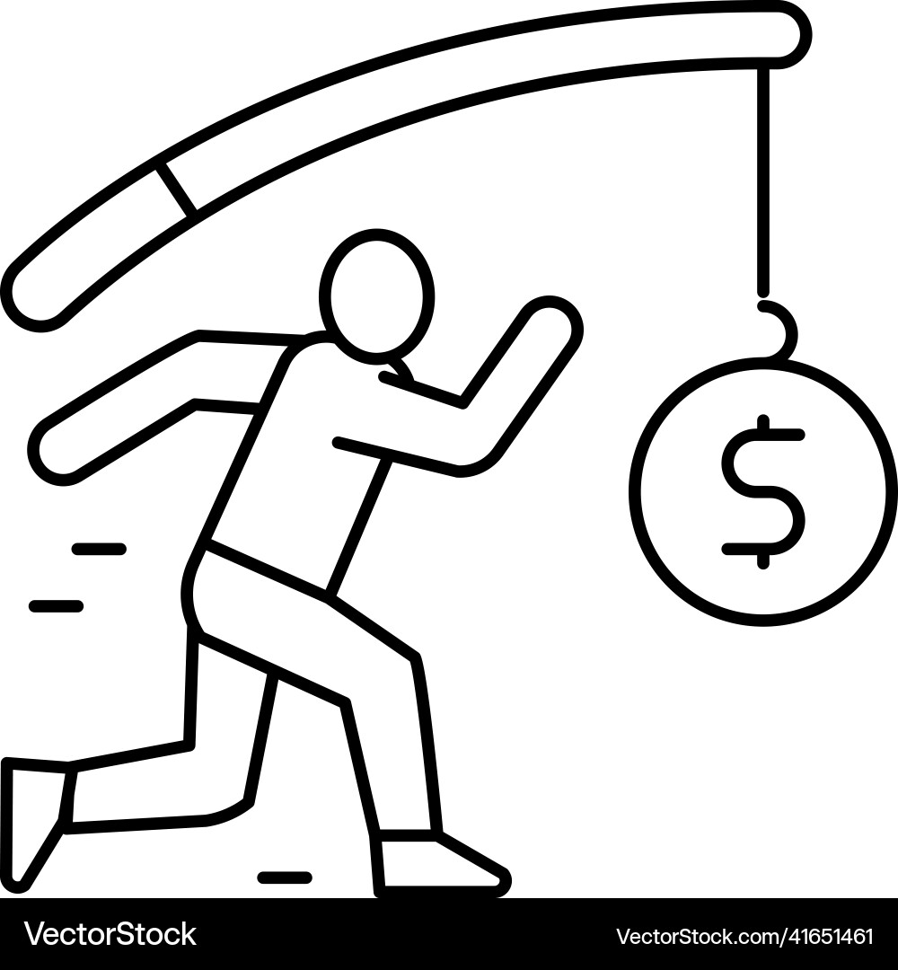 Employee running for money line icon Royalty Free Vector