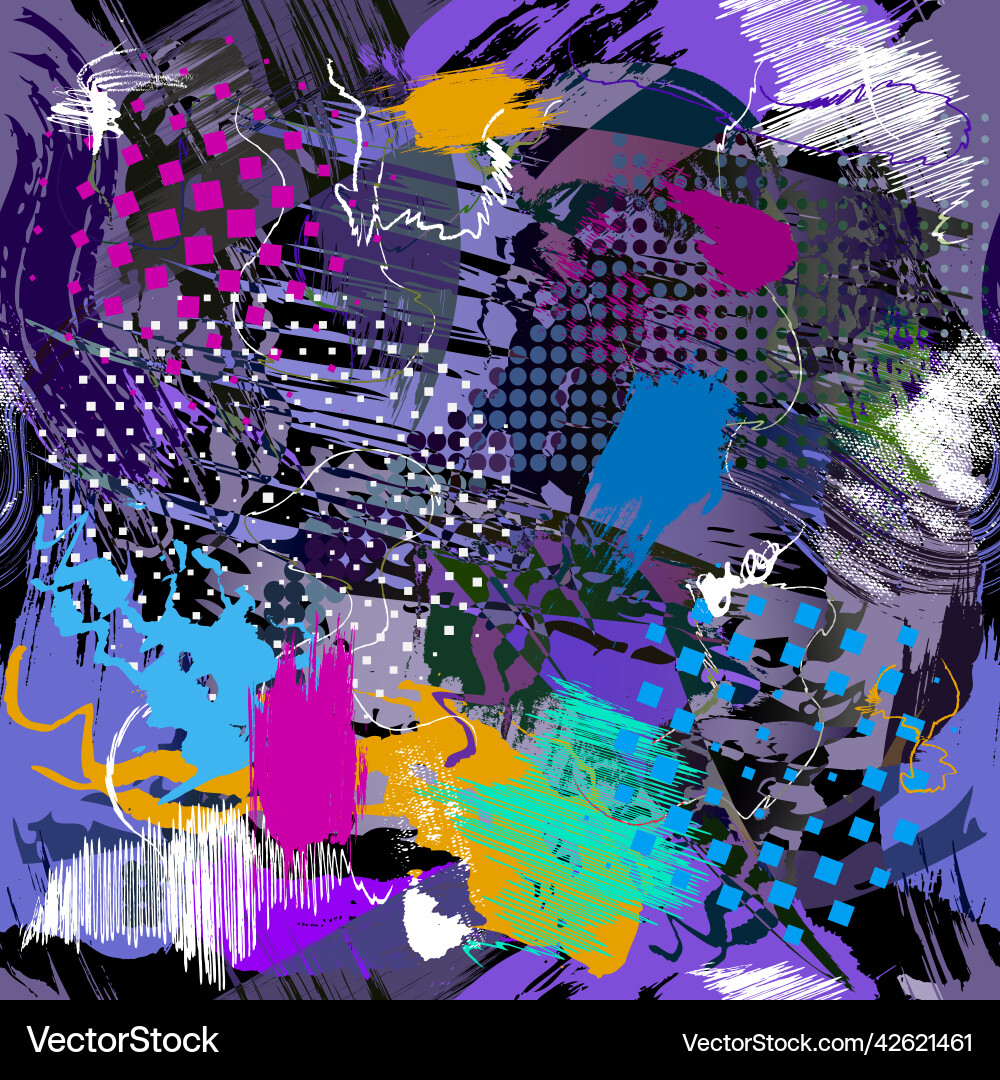 Hand drawn abstract colorful brush strokes Vector Image