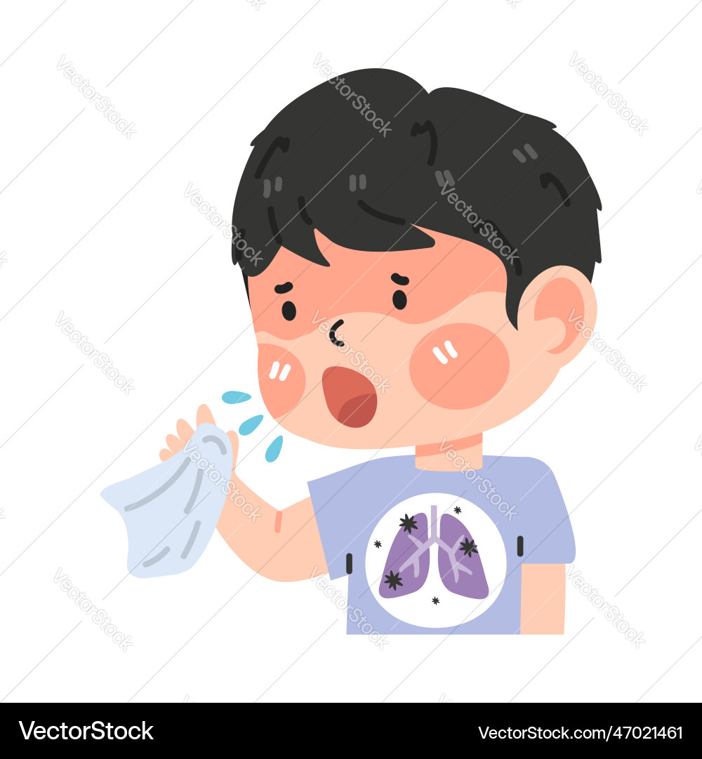 Kid sneeze because of flu Royalty Free Vector Image