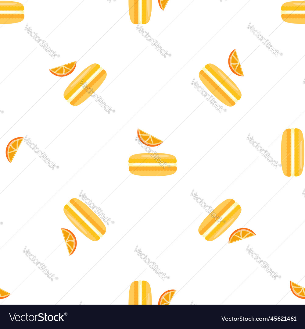 Orange macaron pattern seamless Royalty Free Vector Image
