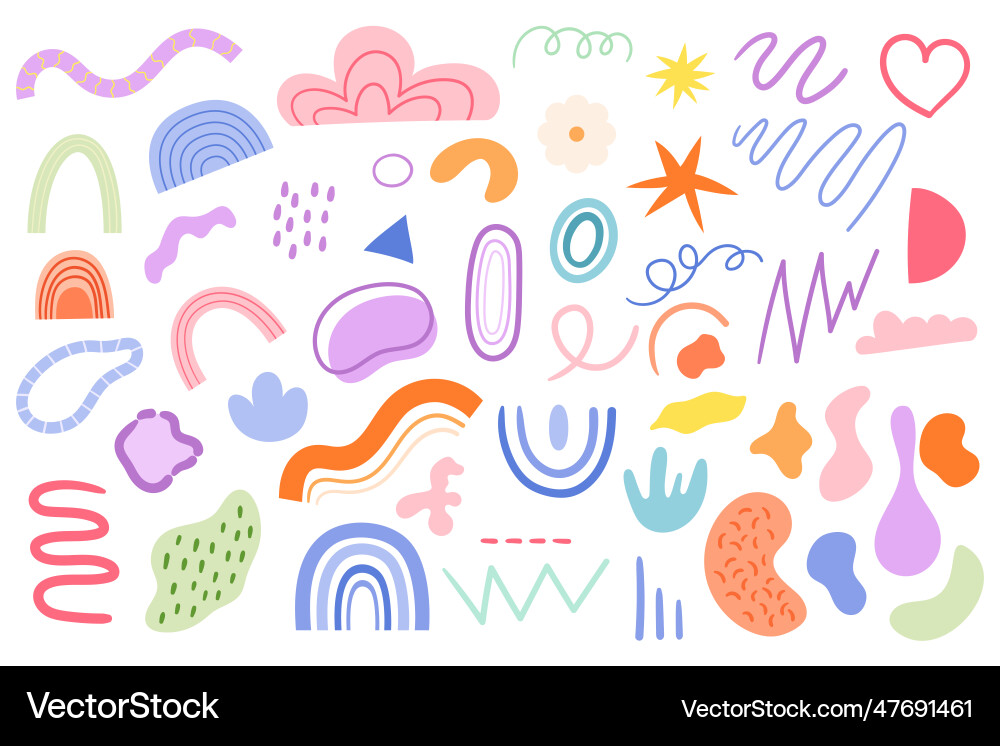 Playful cute childish drawing set of scribbles Vector Image