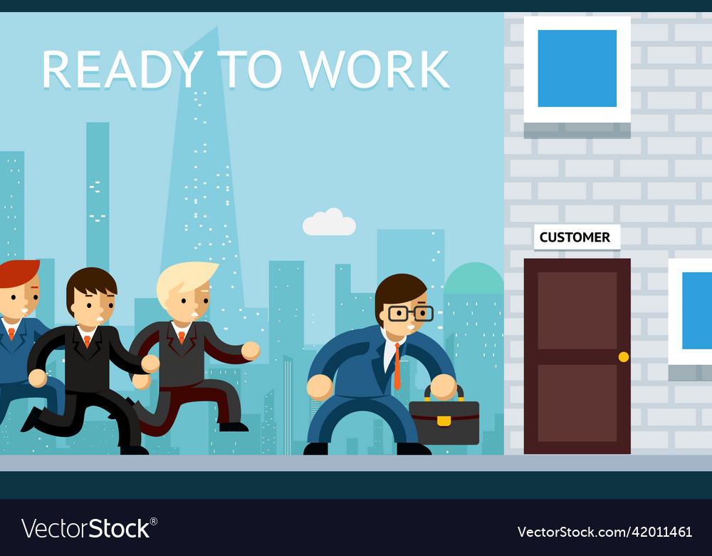 Ready to work business managers waiting Royalty Free Vector