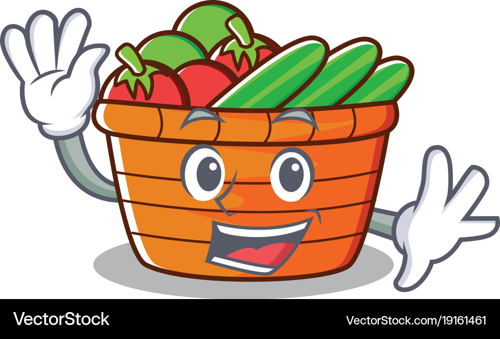 Waving fruit basket character cartoon Royalty Free Vector