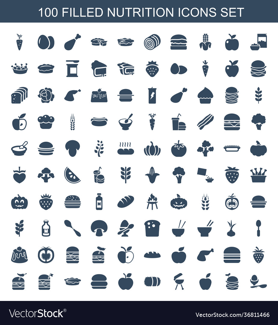 100 nutrition icons Royalty Free Vector Image - VectorStock