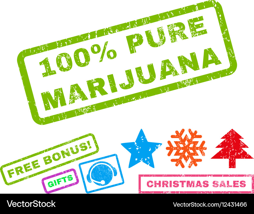 100 Percent Pure Marijuana Rubber Stamp Royalty Free Vector