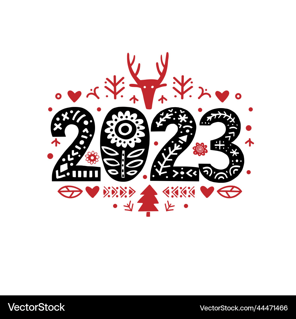 2023 merry christmas folk calligraphy template Vector Image
