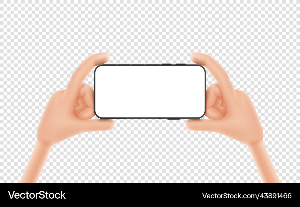 3d cartoon hand holds smartphone Royalty Free Vector Image