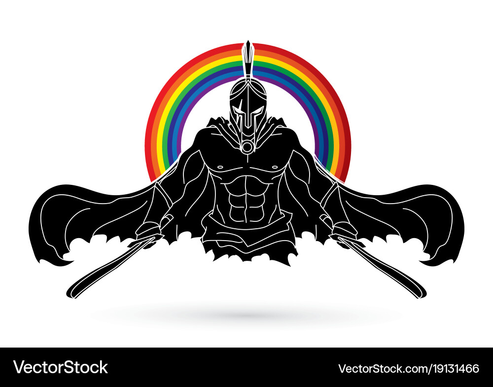 Angry spartan warrior with swords Royalty Free Vector Image