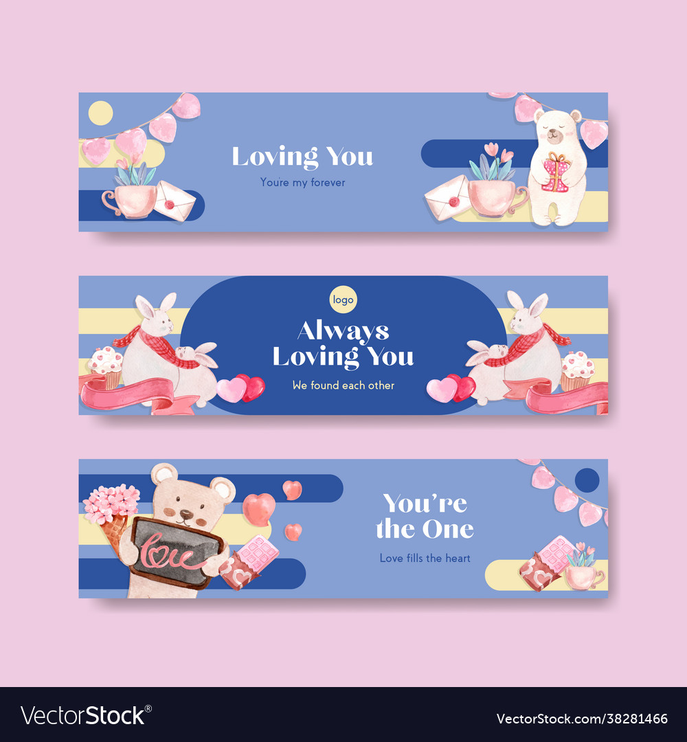 Banner template with loving you concept design Vector Image