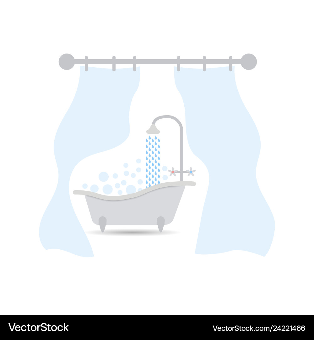 Bath with curtain the bathroom shower Royalty Free Vector