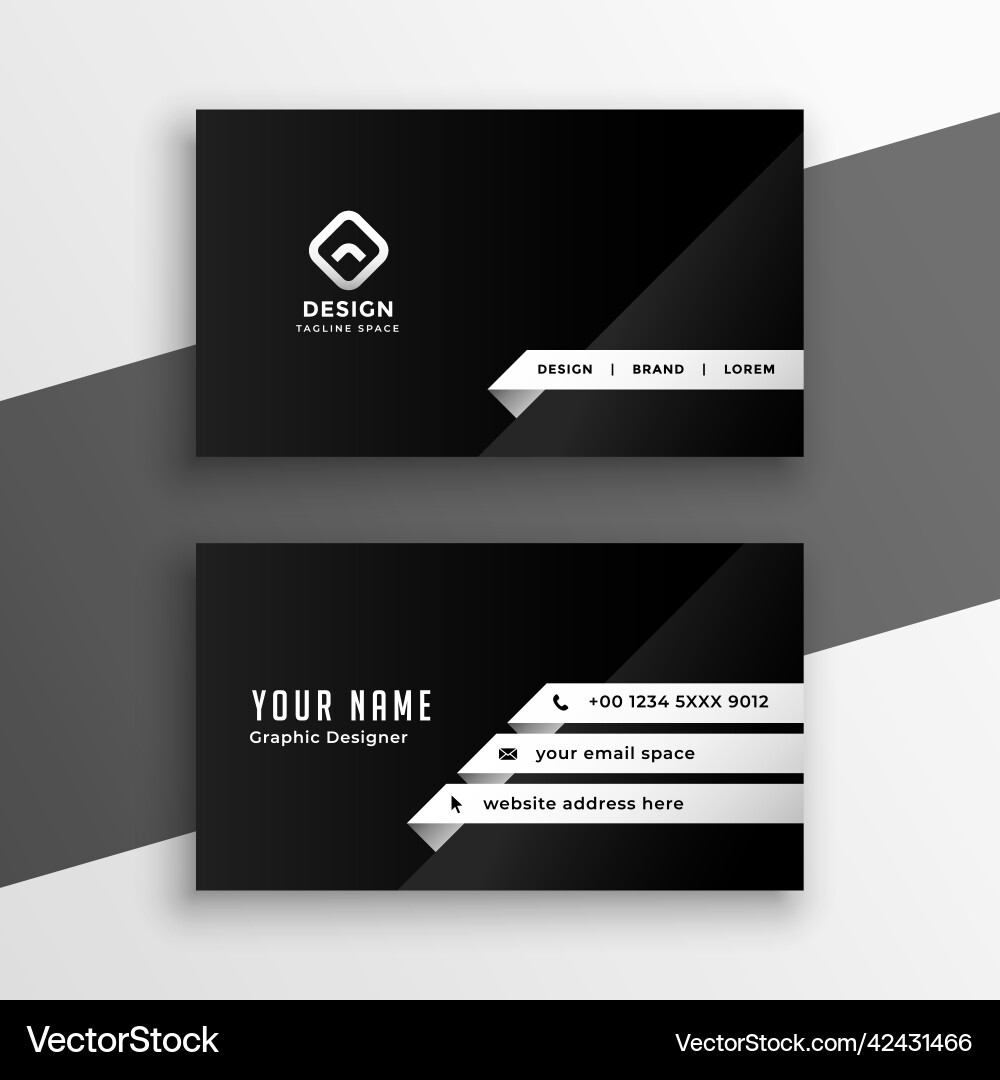 Black business card modern design Royalty Free Vector Image