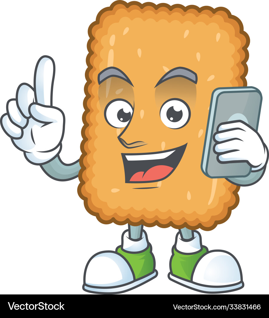 Cartoon design concept biscuit talking on phone Vector Image