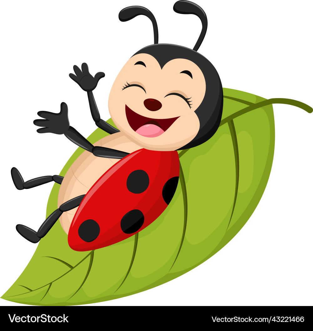 Cartoon ladybug waving hand isolated on white Vector Image