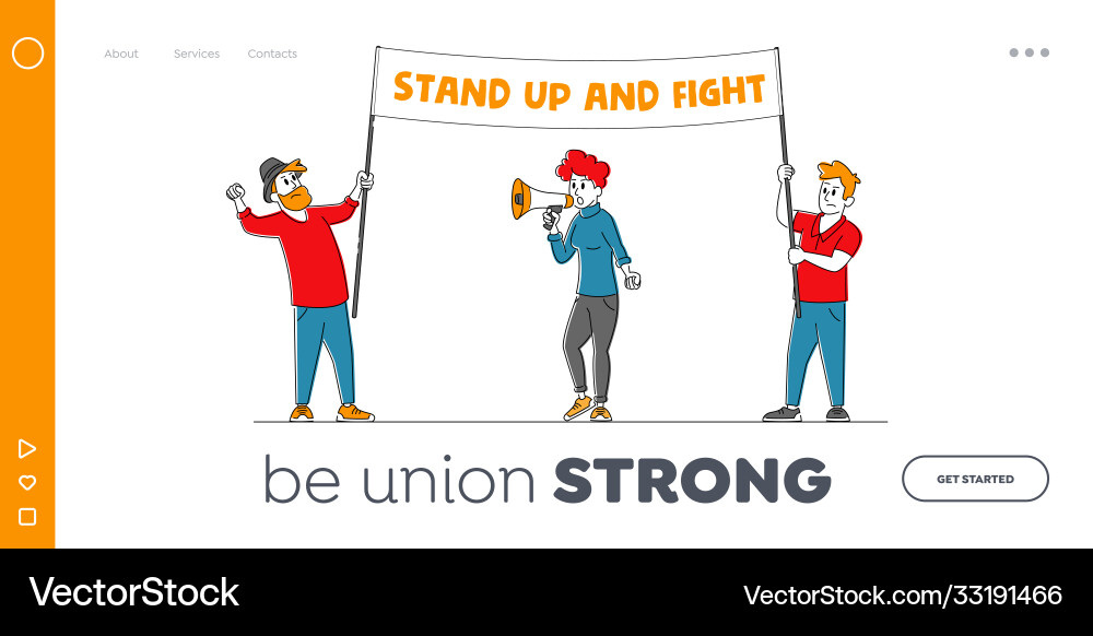 Characters fighting for rights landing page Vector Image