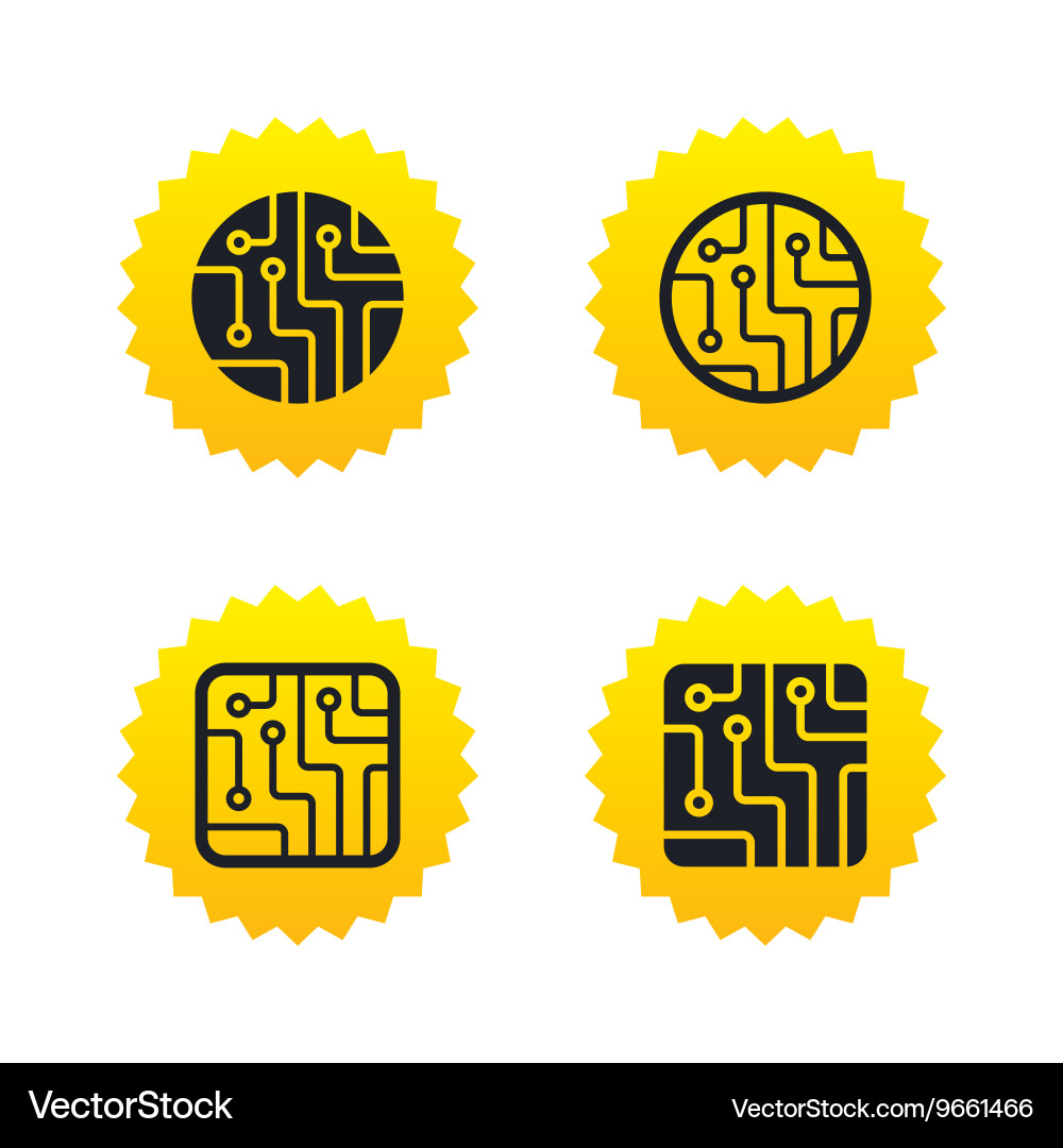 Circuit board signs technology scheme icons Vector Image