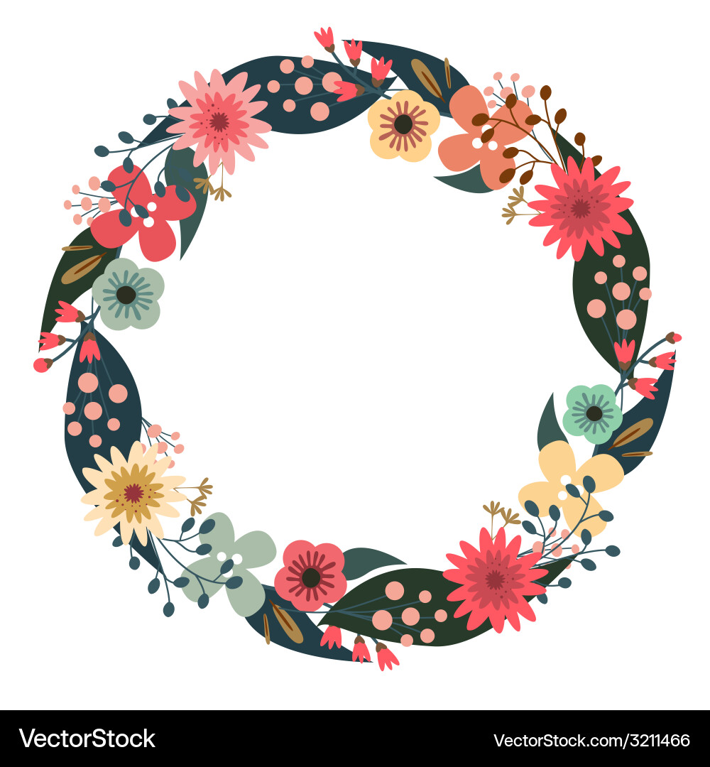 Elegant floral wreath Royalty Free Vector Image