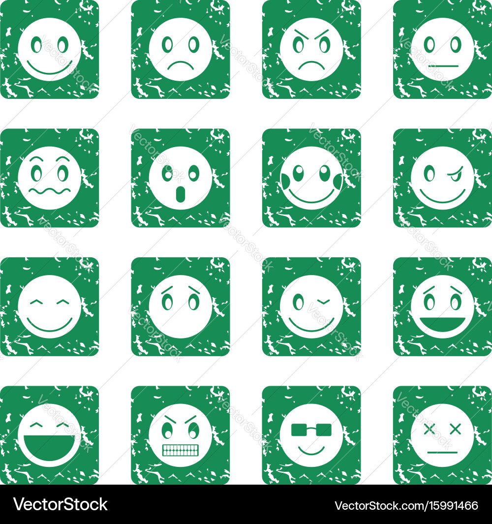 Emoticon icons set grunge Royalty Free Vector Image