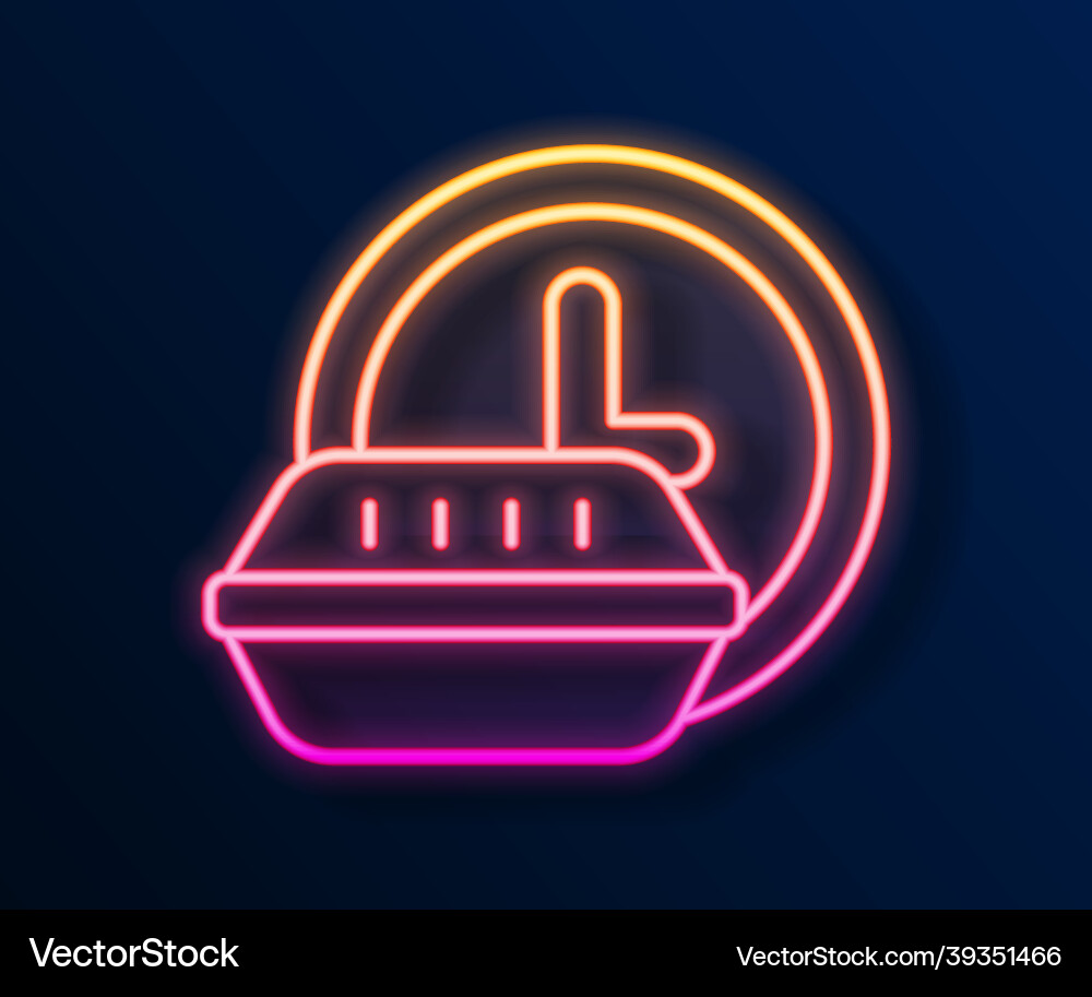 Glowing neon line round the clock delivery icon Vector Image