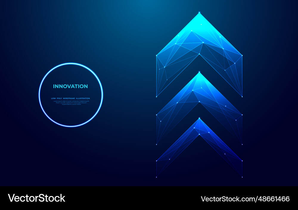 Growth arrow up in technology blue on a dark Vector Image