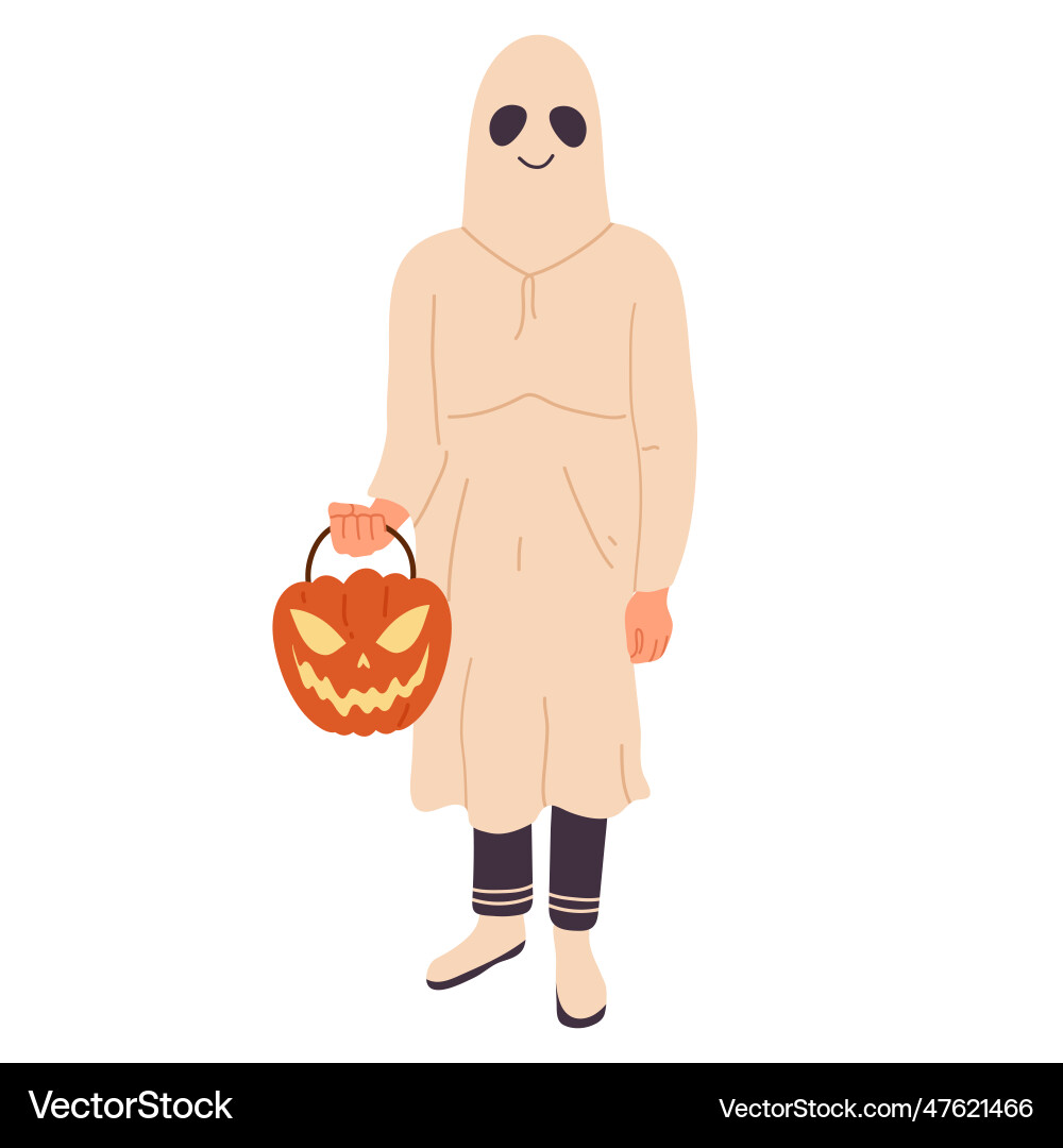 Halloween party ghost character man wearing ghost Vector Image