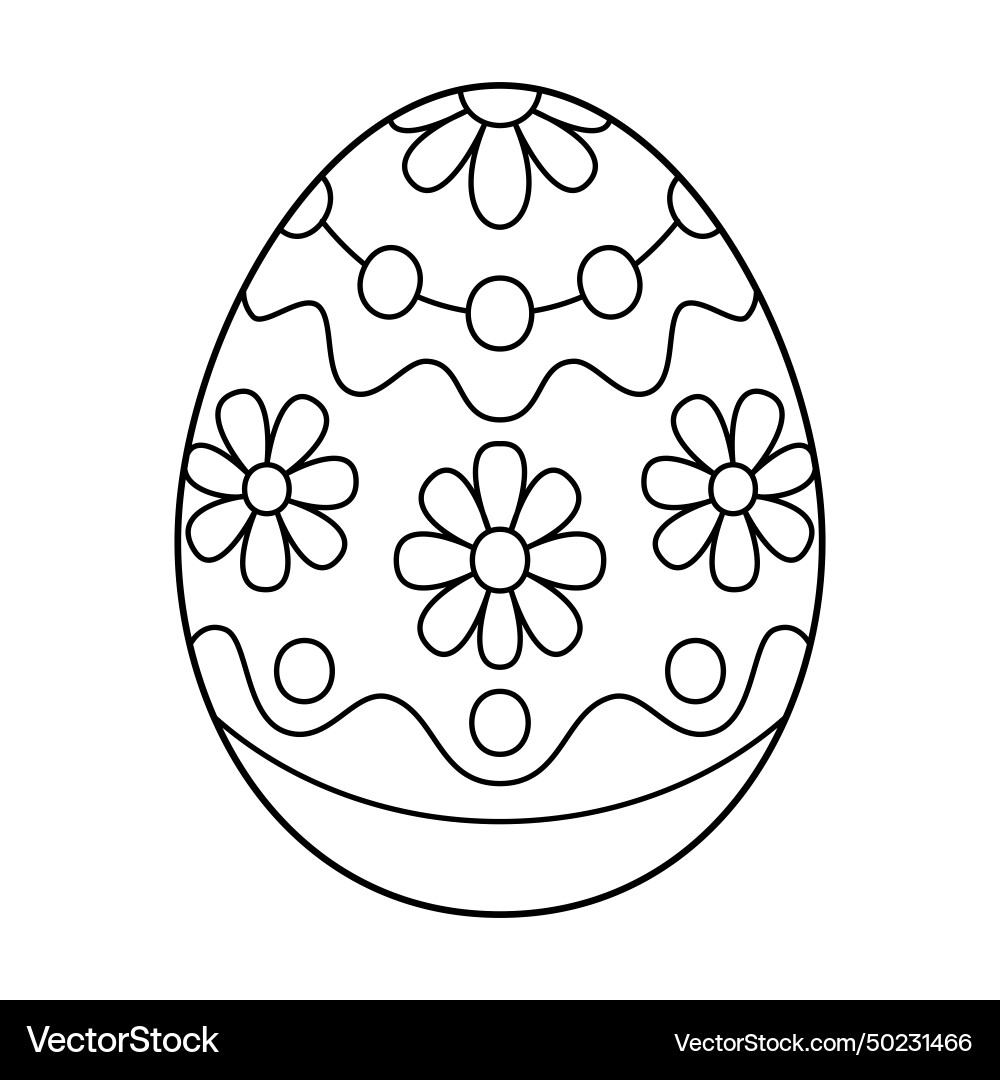 Hand drawn easter egg coloring book page Vector Image