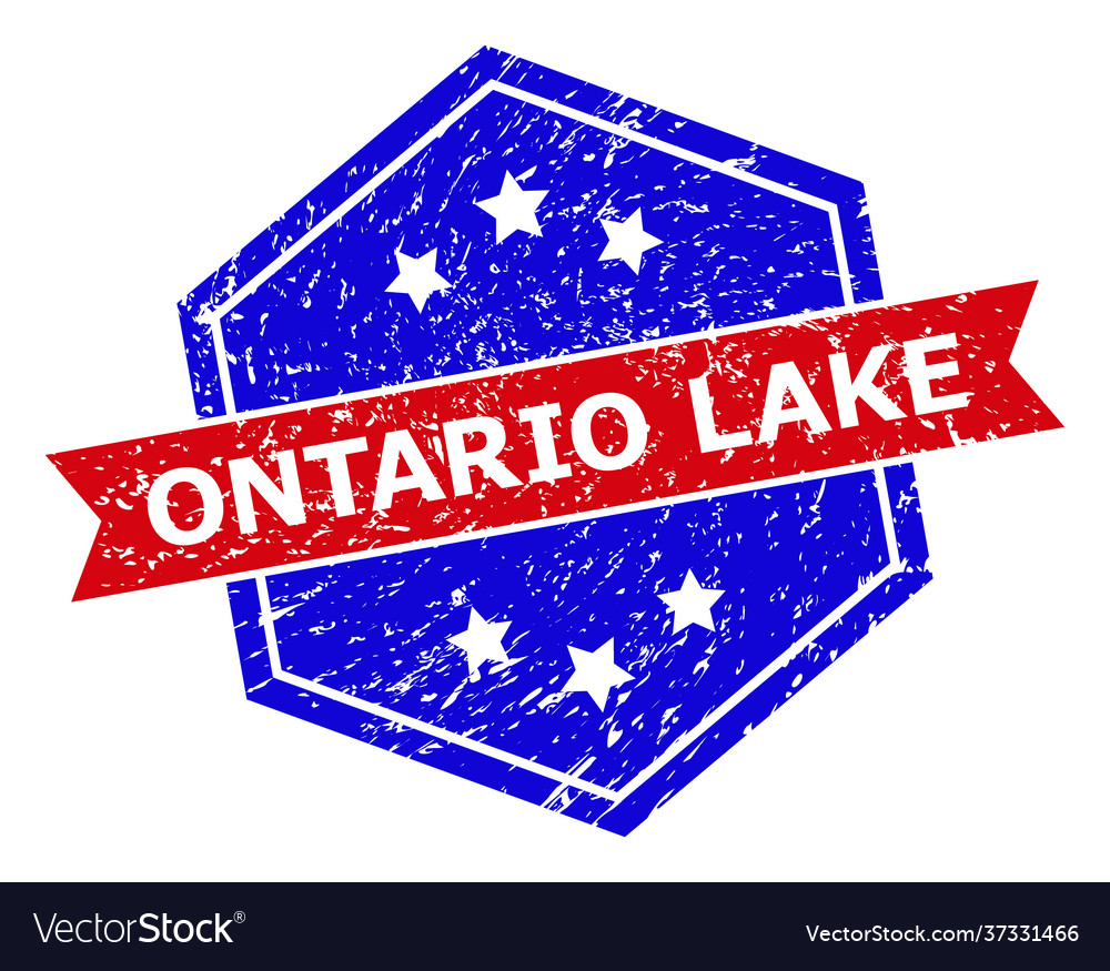 Hexagonal bicolor ontario lake stamp seal Vector Image Hexagonal bicolor ontario lake stamp seal Vector Image
