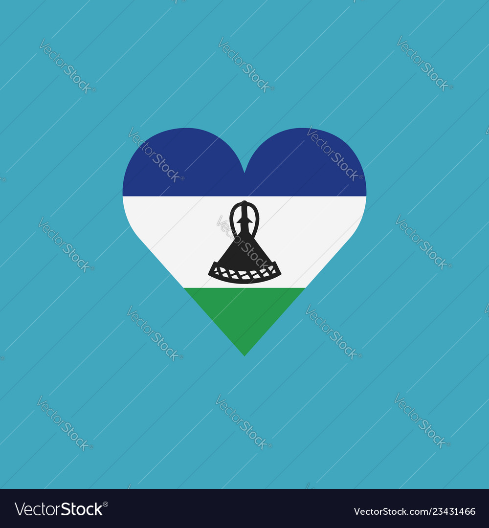 Lesotho flag icon in a heart shape flat design Vector Image