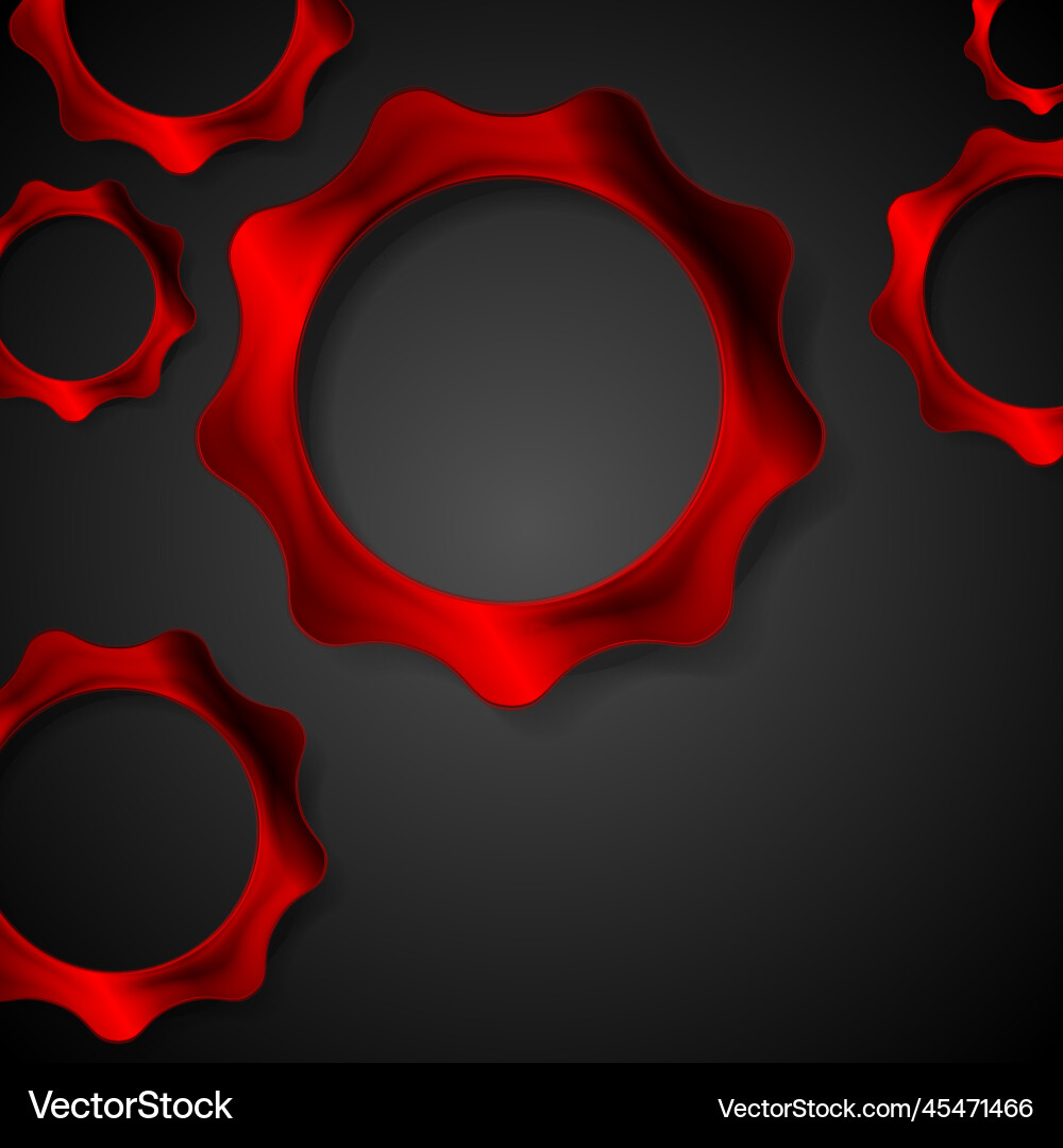 Red metal gears on black background Royalty Free Vector