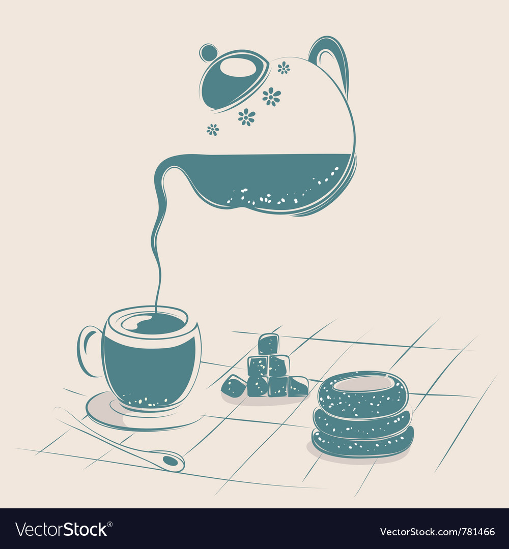 Tea drinking Royalty Free Vector Image - VectorStock