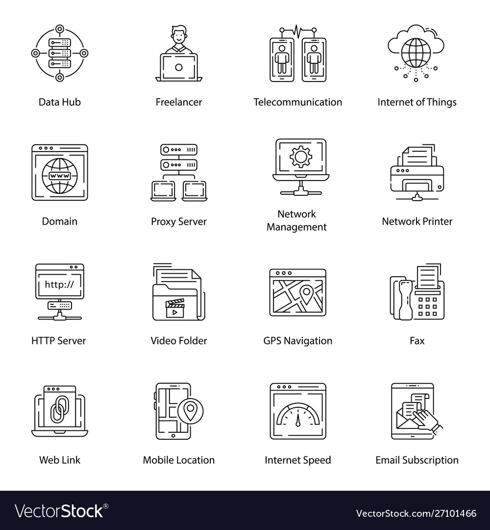 Web communication line design icons Royalty Free Vector
