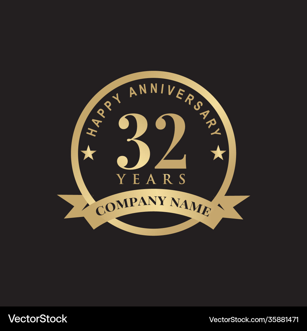 32nd year celebrating anniversary logo design Vector Image
