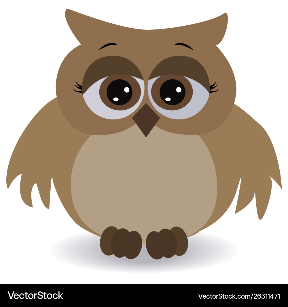 A sad brown owl with surprised eyes Royalty Free Vector