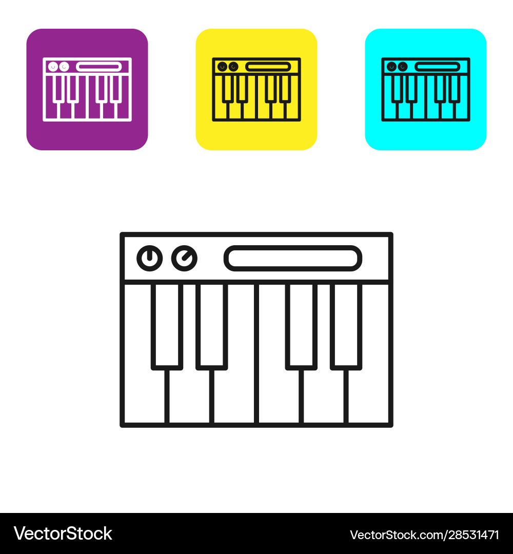Black line music synthesizer icon isolated Vector Image