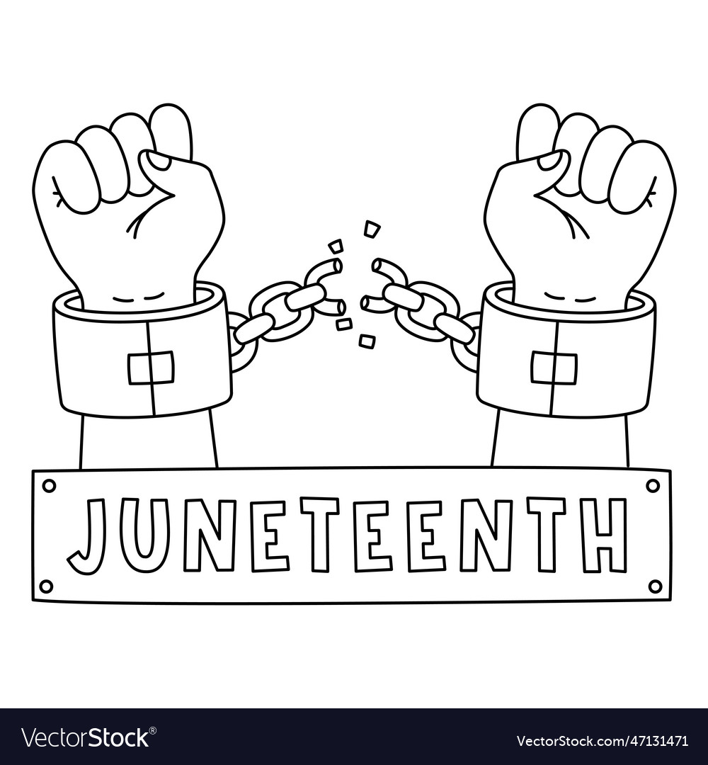 Broken chains juneteenth isolated coloring page Vector Image Broken chains juneteenth isolated coloring page Vector Image